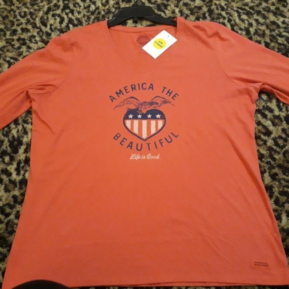Life Is Good | Tops | Life Is Good America Usa Flag Heart Summer T ...